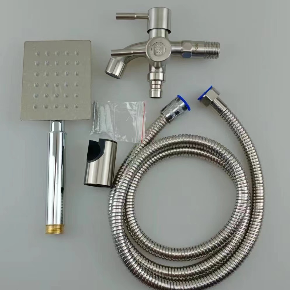 Stainless steel SUS304 pressurized shower set with faucet hose holder ...