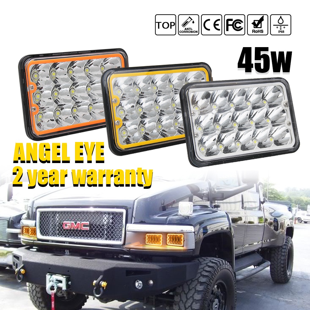 4x6 Inch LED Headlight Rectangular For Jeep Moto Truck Wrangler YJ ...