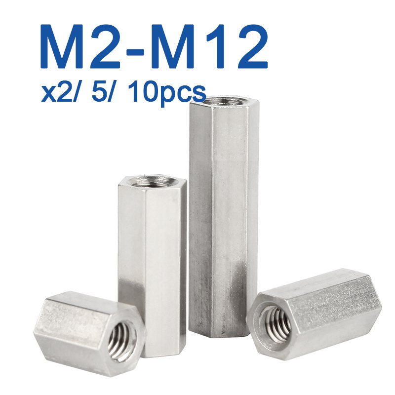 2/ 5/ 10pcs M2 M2.5 M3 M4 M5 M6 M8 M10 M12 304 Stainless Steel Hex ...