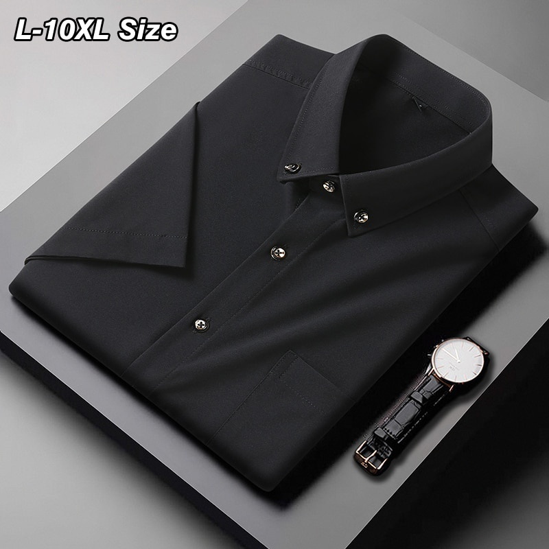 【Plus Size】10XL Black White Professional Men Short Sleeve Shirt Big 7XL ...