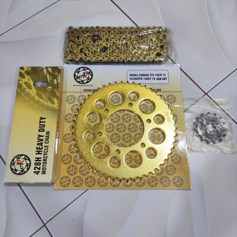 AR Sprocket Chain Set 15-50 or 14-50 Gold Steel Yamaha TFX 150 R15 v2 ...