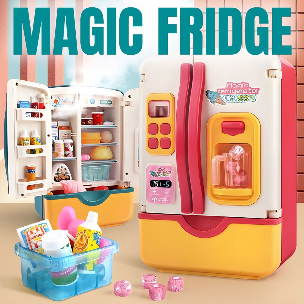 BYJ Magic Fridge Kitchen Toy with Ice Dispenser Pretend Play Appliance ...
