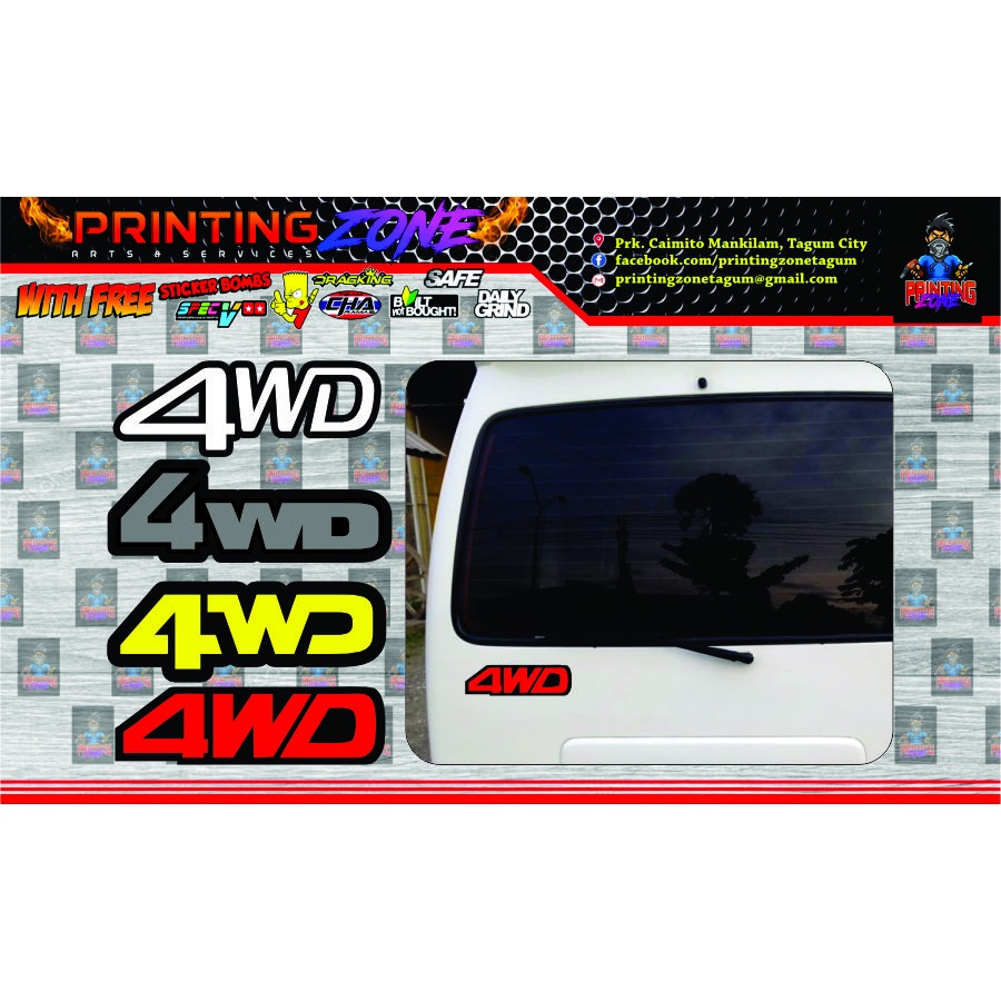 4WD sticker marking for 4x4 cars, multicab, bongo, elf, truck Cut-out ...