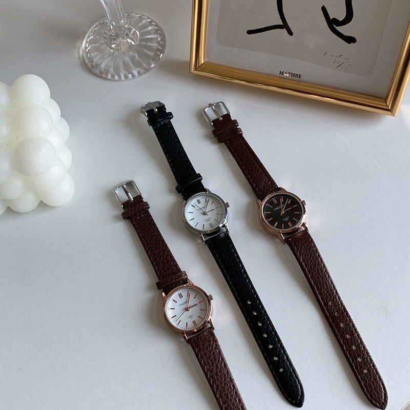 Women's Fashion White Small Watches Ladies Quartz Round Leather Watch ...