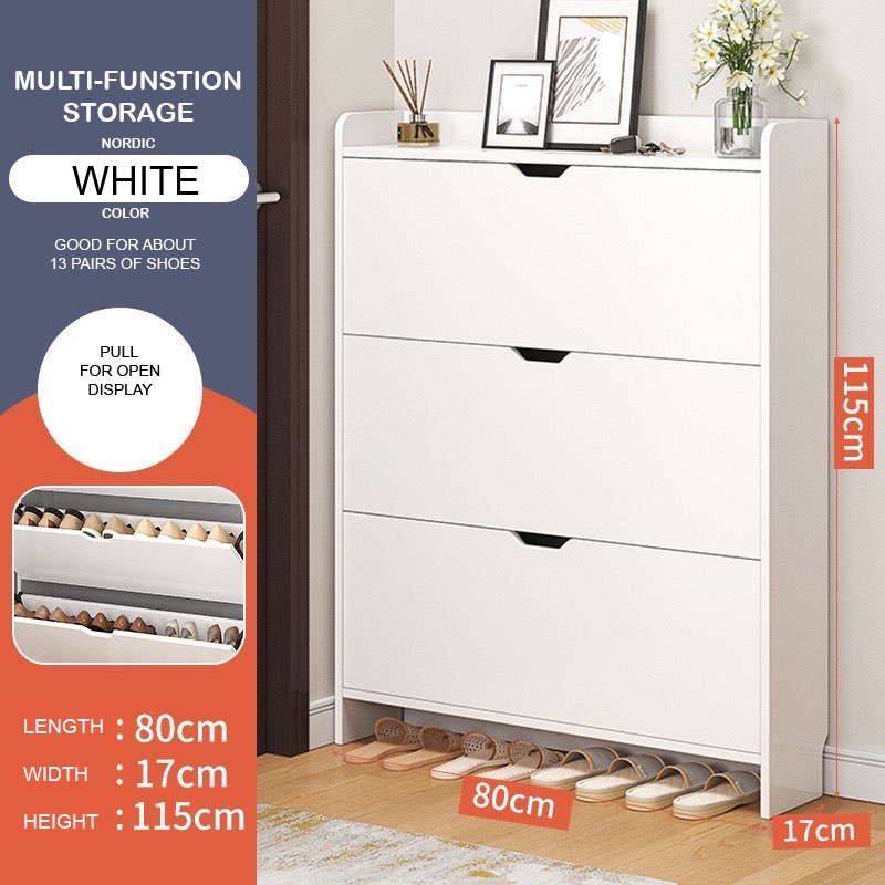 Shoe Cabinet with Flip Tipping Bucket Storage 80cm x 15cm | Shopee ...