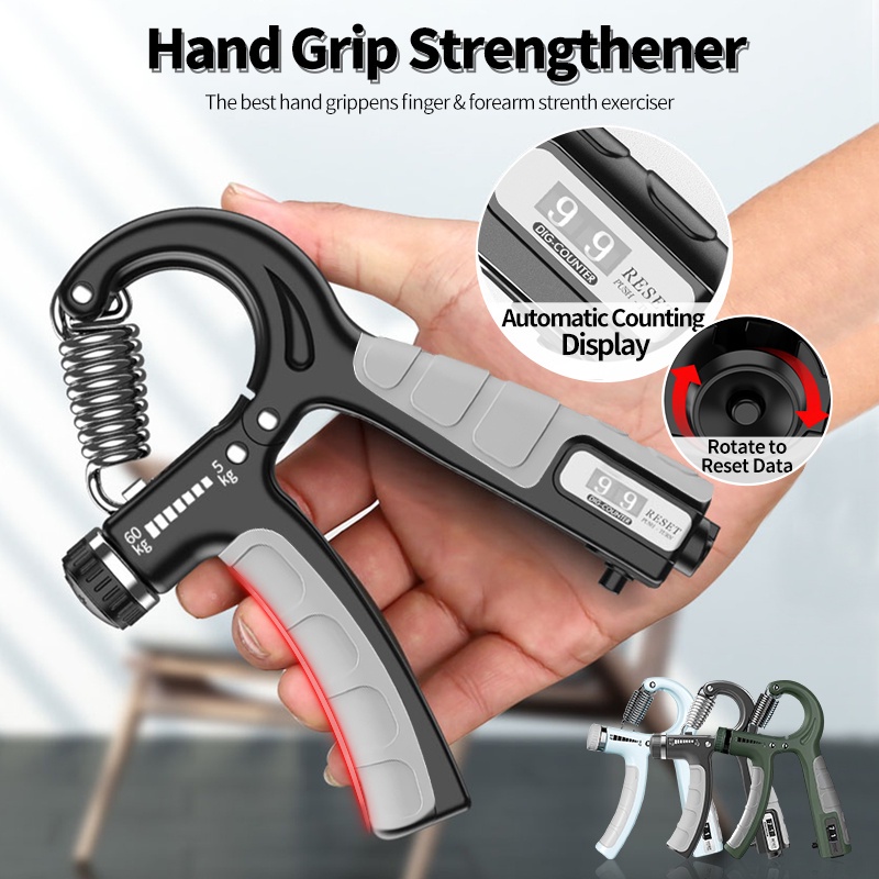 5-60Kg Hand Gripper R-Shape Adjustable Countable hand Grip Strength ...