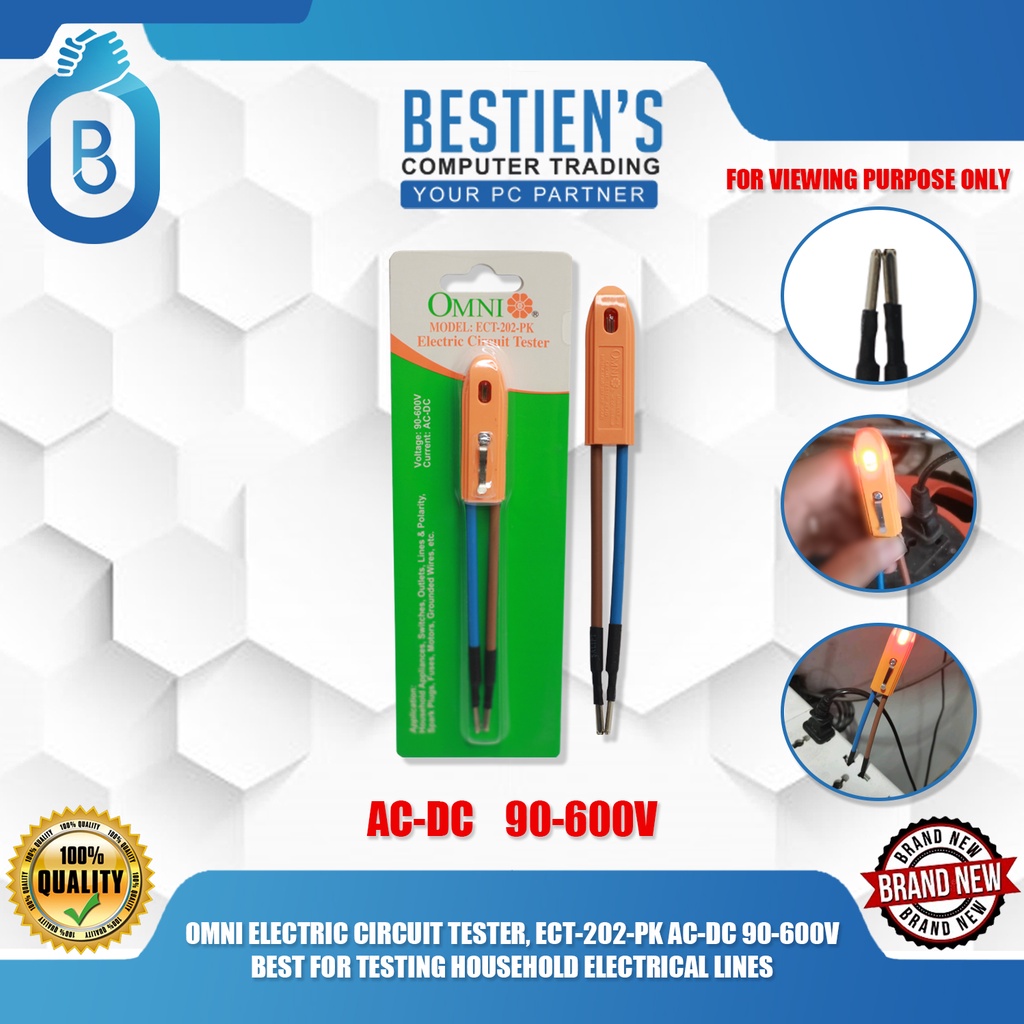 OMNI ELECTRIC CIRCUIT TESTER, ECT-202-PK AC-DC 90-600V, BEST FOR ...