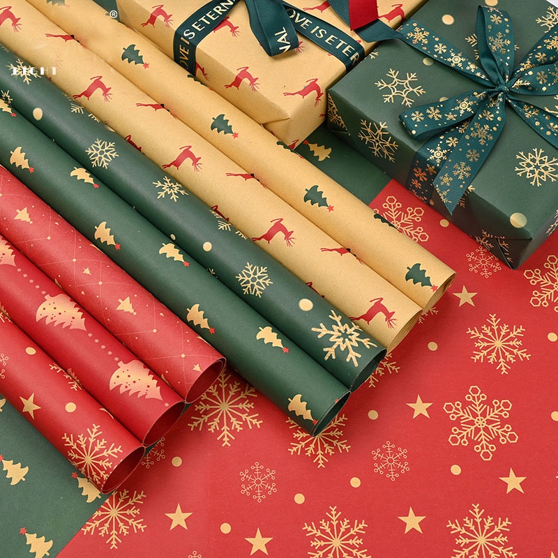 Christmas Wrapping Paper Kraft paper gift box Flower wrapping paper ...