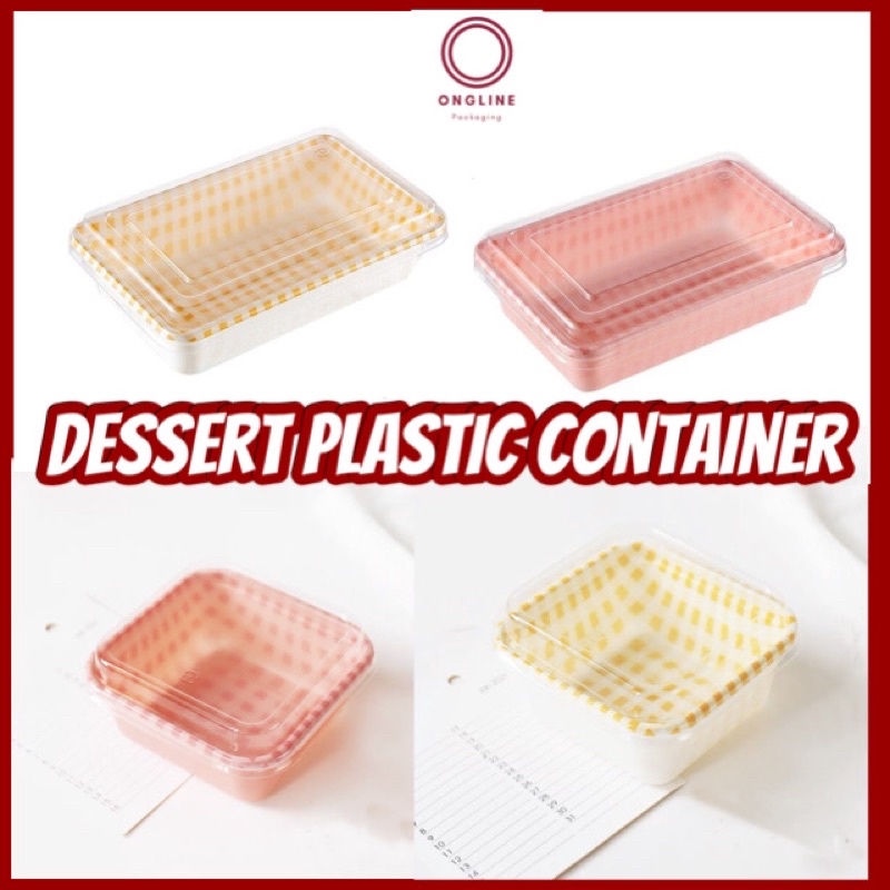 10 pcs. | Checkered Dessert Plastic Container | Cake Box | Korean Cute ...