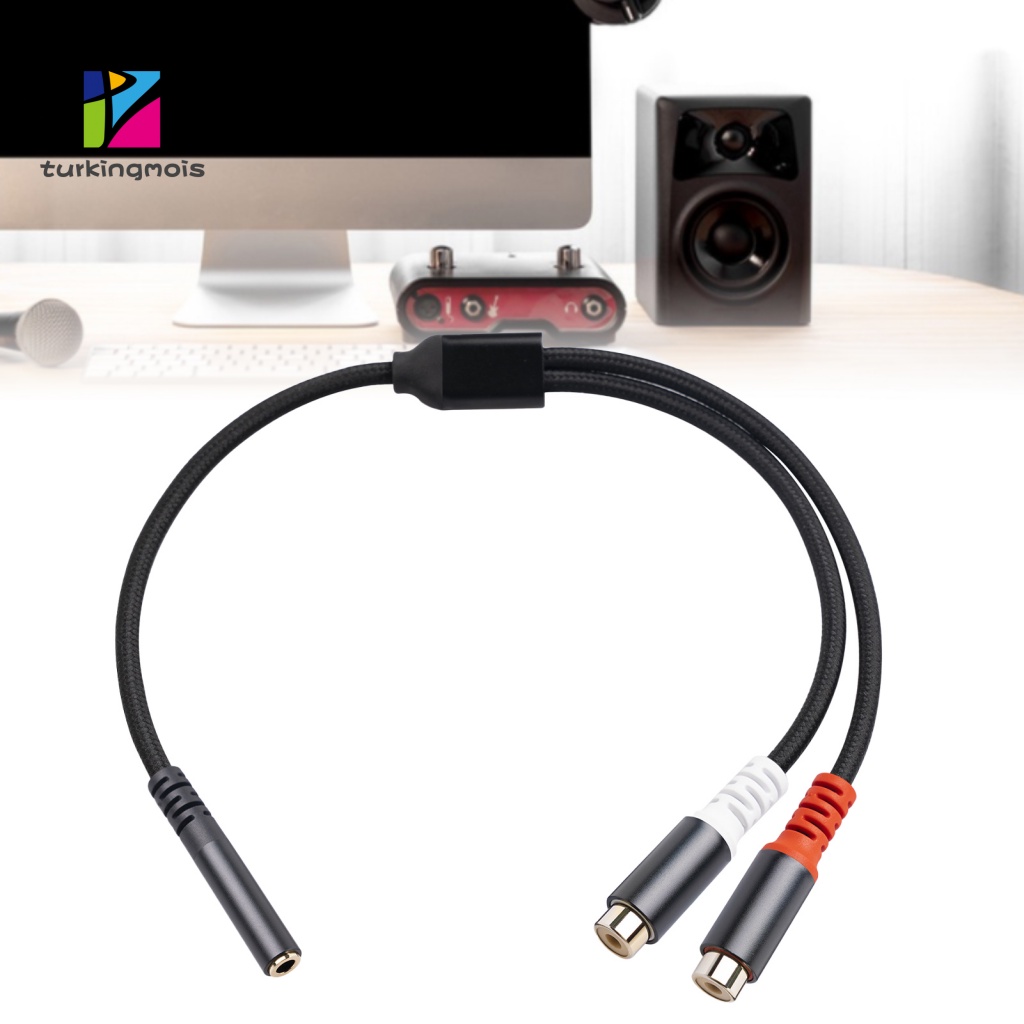 ZTUR_ Copper Audio Converter Cable for Speaker 3.5mm Female to 2 RCA ...