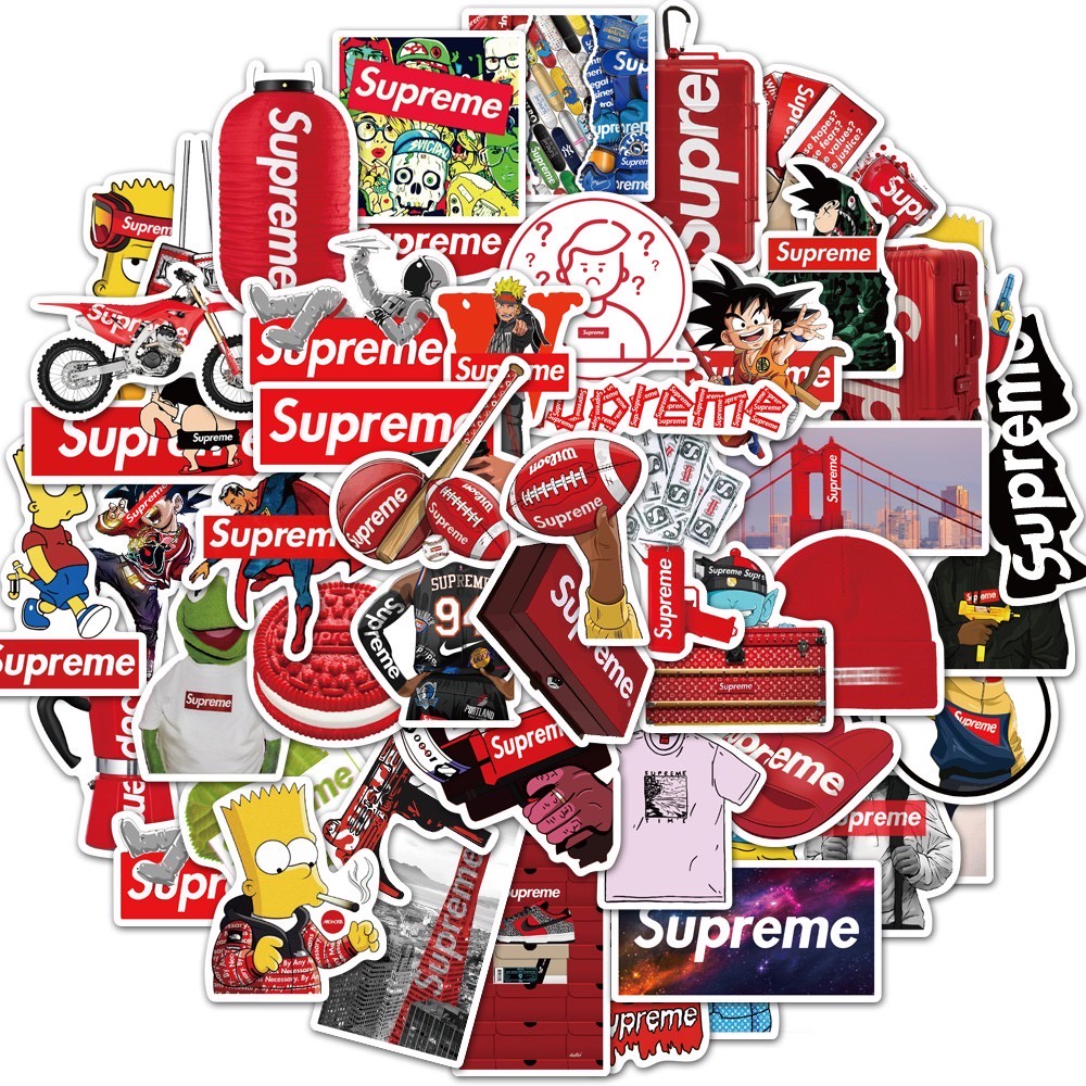 50pcs Supreme Brand Logo Cartoon Graffiti Stickers Luggage Laptop ...