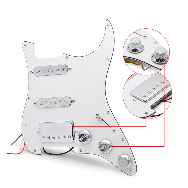ST SSH Silver Pickup Pickguard Electric 48/50/52(Brass Cover Humbucker ...