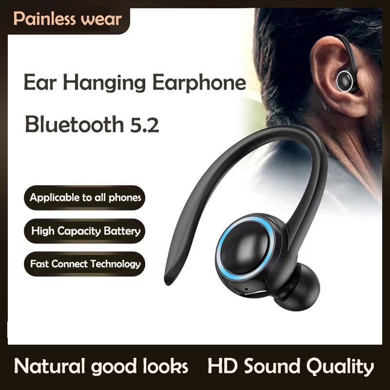 Hanging Ear Wireless Earphones Cellphone Bluetooth 5.2 Headset Single ...