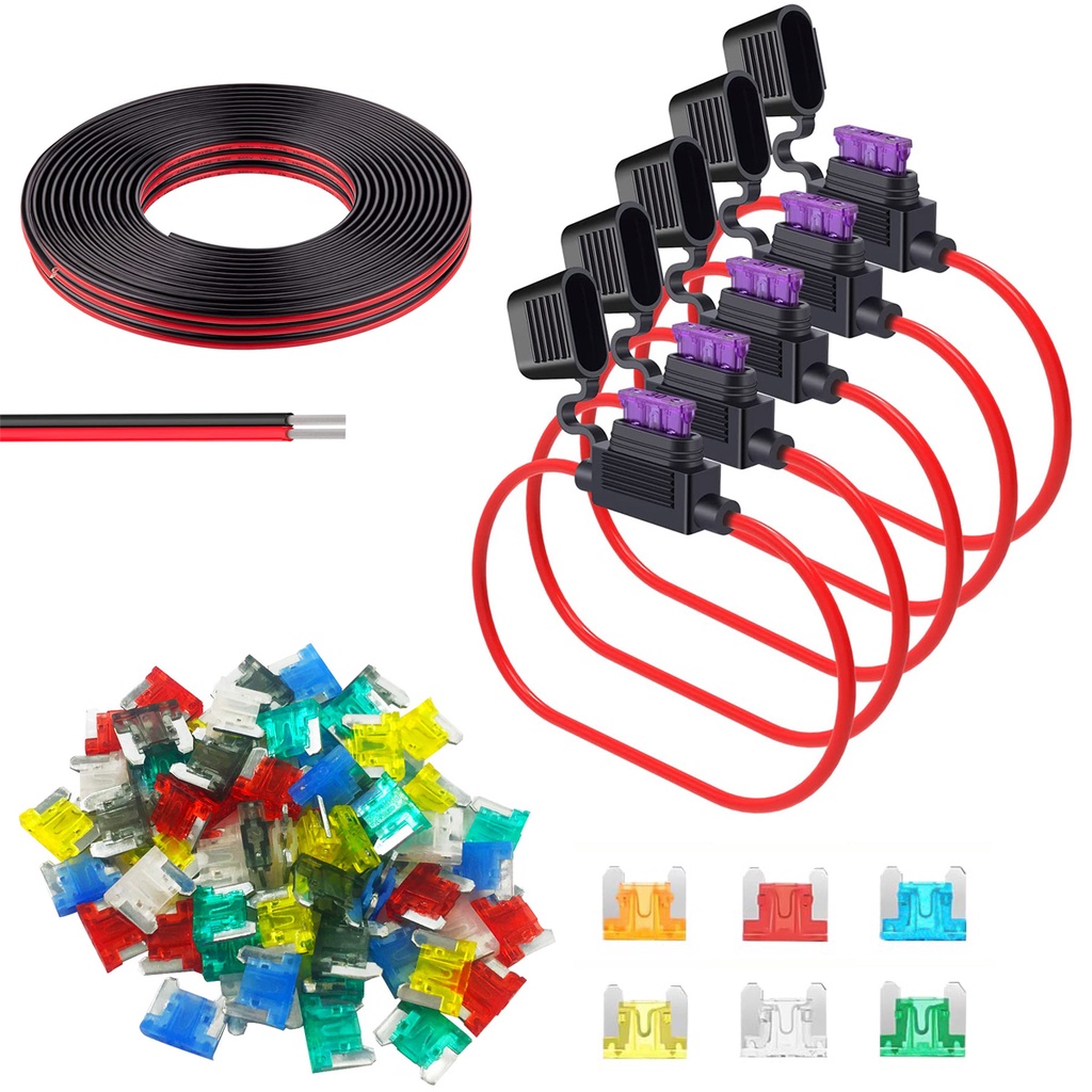 5 Packs 16 AWG Fuse Holder ATC/ATO in-Line Automotive Blade Fuse Holder ...