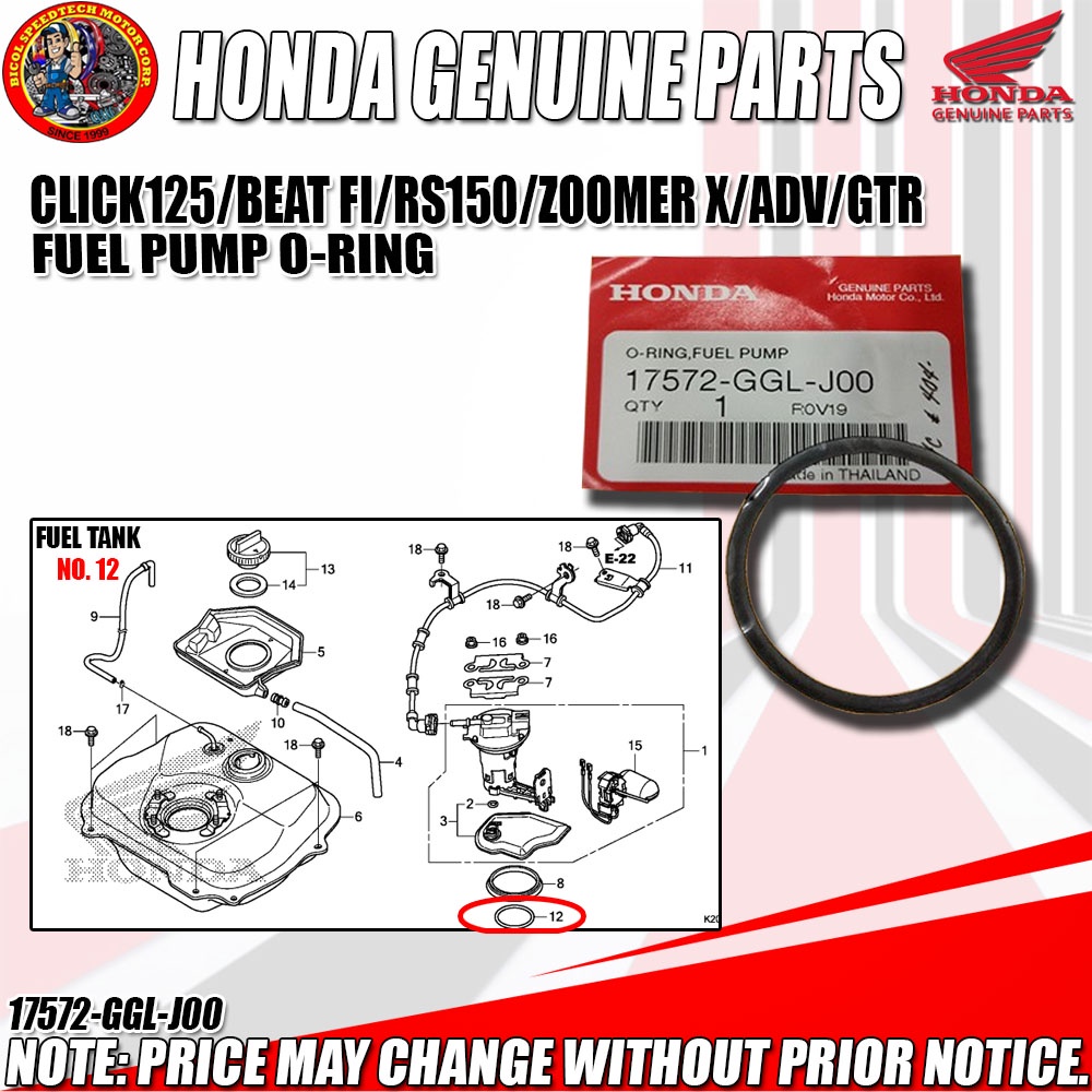 CLICK125/BEAT FI/RS150/ZOOMER X/ADV/GTR O-RING FUEL PUMP (HPI) (Genuine ...