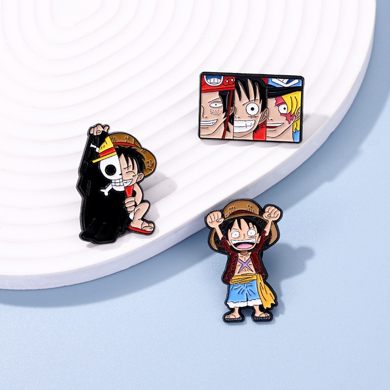 Fashion Anime One Piece Brooch Pin Luffy Ace Sabo Roronoa Zoro Enamel ...