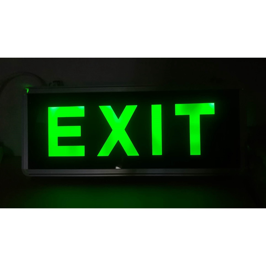 LED EXIT Green Signage Rechargeable Emergency 3W Glass | Shopee Philippines