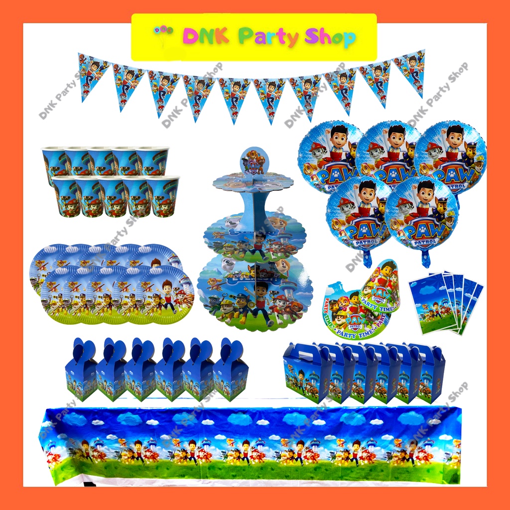 Paw Patrol Party Decor Banner Banderitas Box Loot Bags Cupcake Stand ...