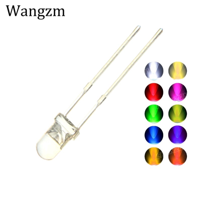100PCS 3MM LED Diode Kit 3V DIY Set Light Emitting Warm White Green Red ...