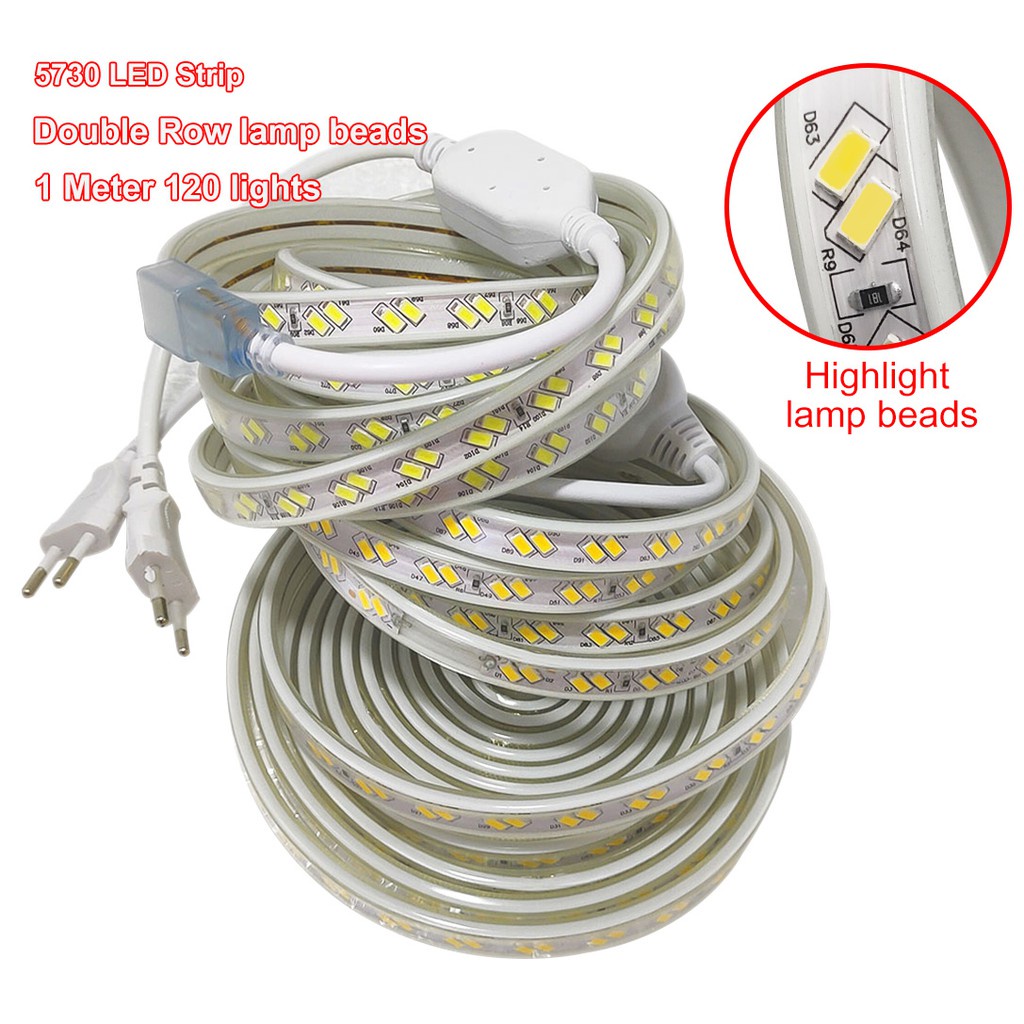 120 led/m with Plug ( SET ) 5730 SMD 220v Led Strip Light Waterproof ...