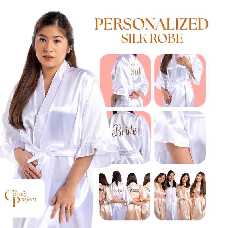 Personalized Embroidery Silk Satin Bridal Robe for Entourage Bridesmaid ...