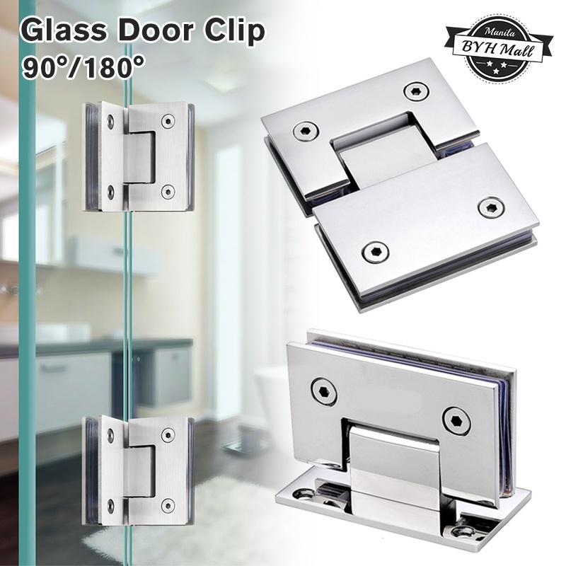 2pcs Frameless Glass Shower Door Hinges, 90/180 Degree Glass Door ...