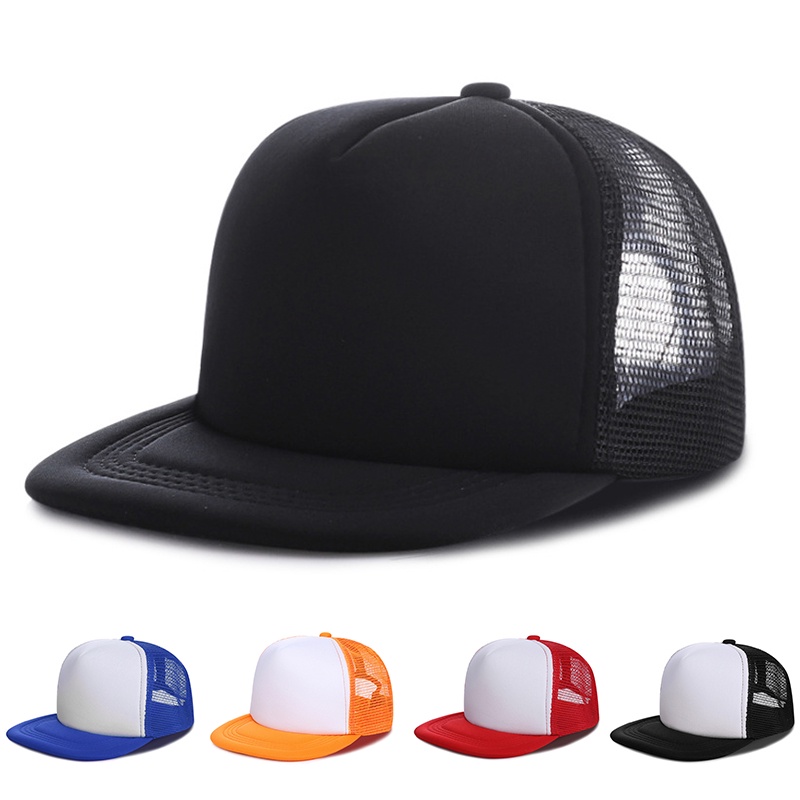 Fashion solid color trucker net cap Casual men's woman Sports Hip Hop ...