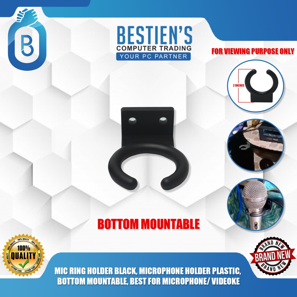 MIC RING HOLDER BLACK, MICROPHONE HOLDER PLASTIC, BUTTOM MOUNTABLE ...