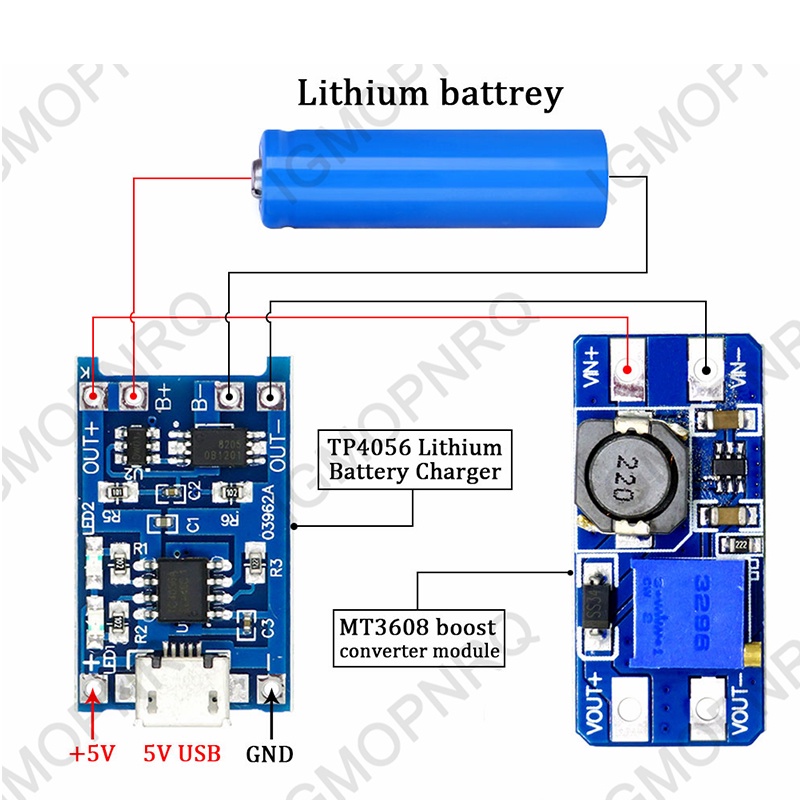 Micro USB 5V 1A 18650 TP4056 Lithium Battery Charger Module Charging ...