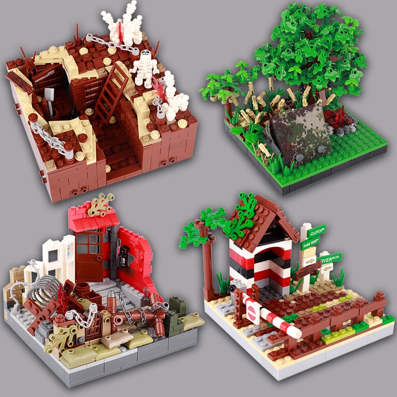 WW2 MilitaryTrench Building Blocks War Scene Ruins Street View Soldiers ...