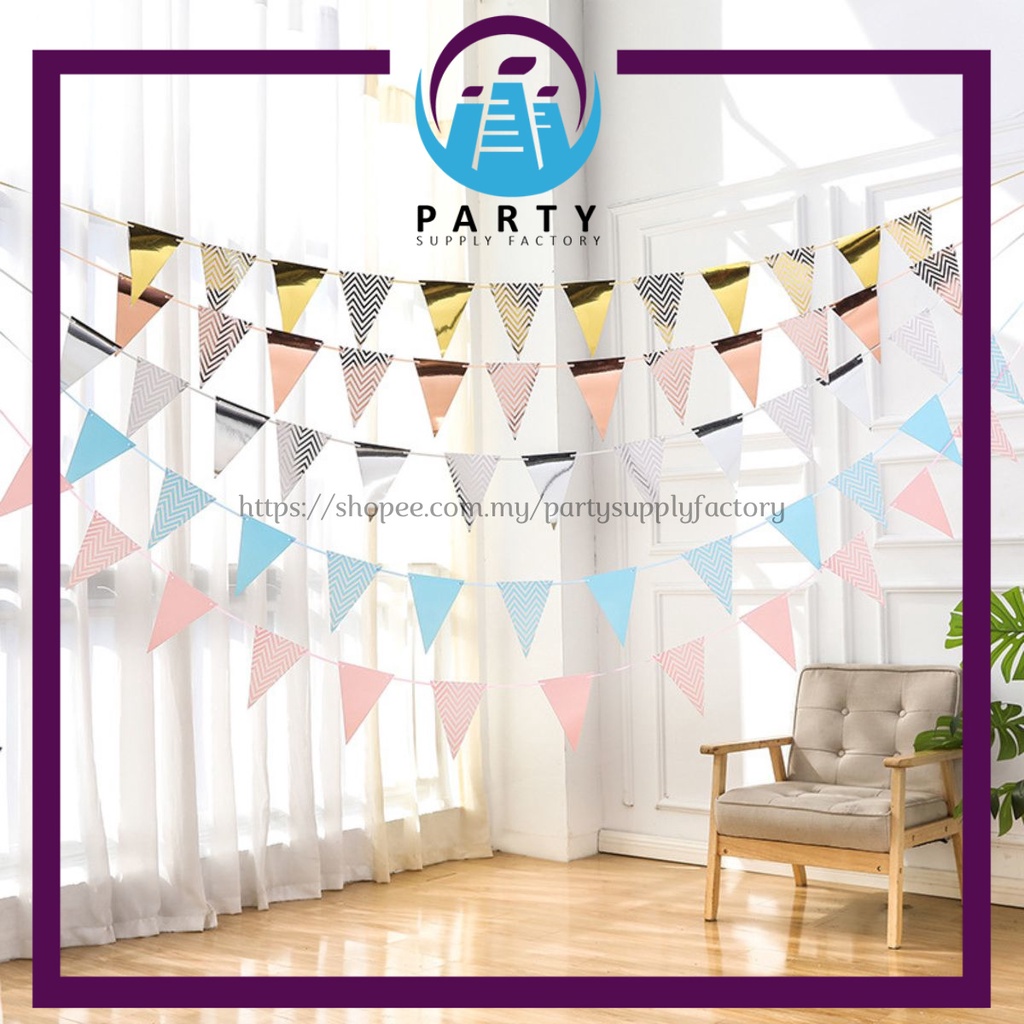 Sepanduk Bendera Segi Tiga12 Flag Birthday Party Backdrop Decor Flag ...