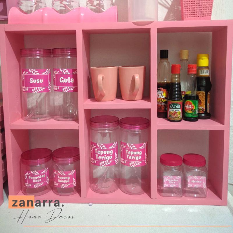 KAYU Pink Multi-Purpose Kitchen Shelf Kitchen Spice Holder Set Glass ...