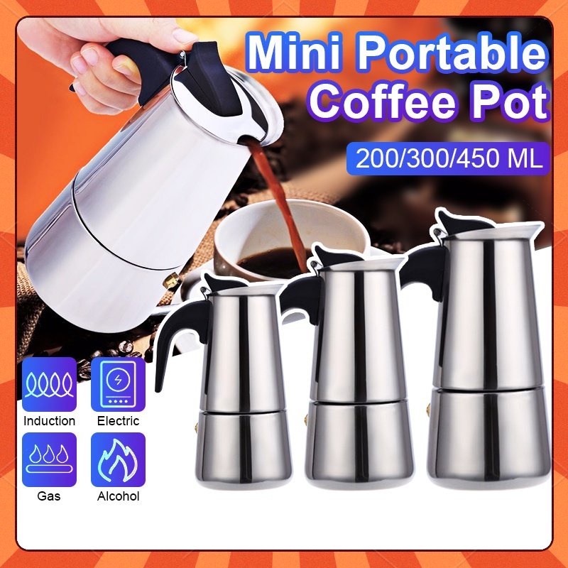 Coffee Moka Pot Stainless Steel Coffee Maker Pot Espresso Latte Filter ...