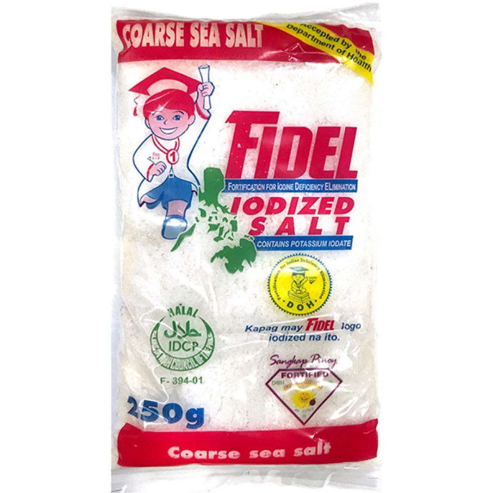 Fidel Iodized Salt Coarse Sea Salt 250g | Shopee Philippines
