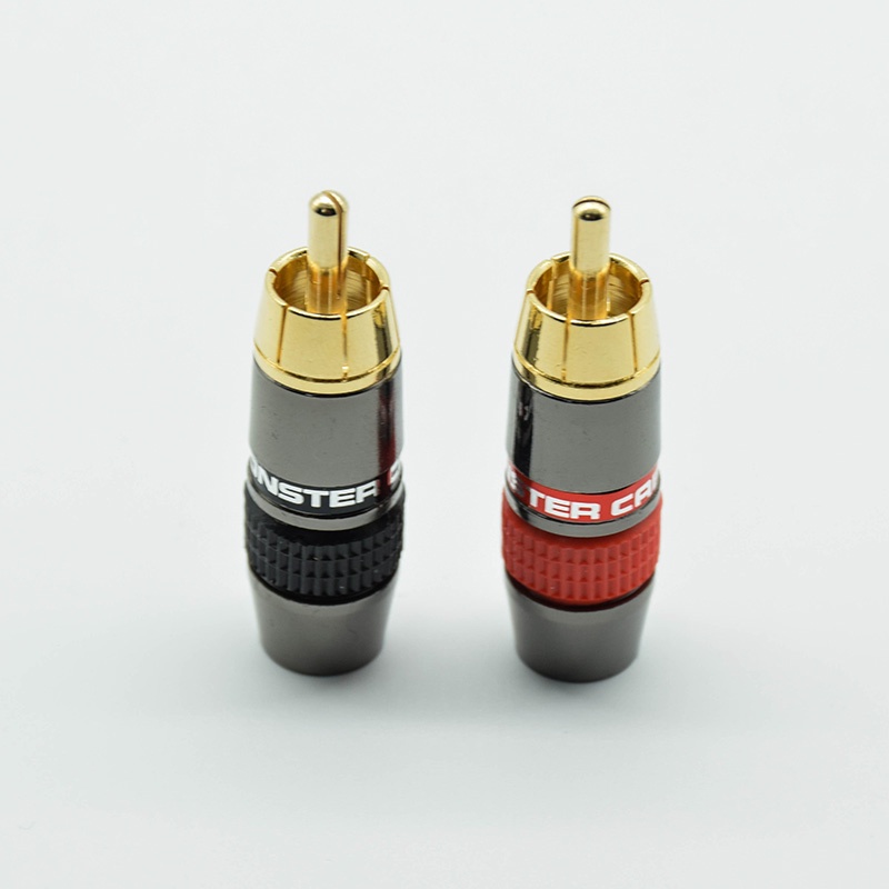 2PCS/1pair red black RCA Gold Plated Pure Copper Zinc Alloy Monster ...