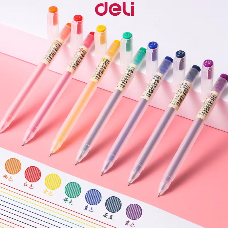 Deli Gel Pen Ballpen Black 0.5mm Tip Transparent Frosted Color Gel Pen ...