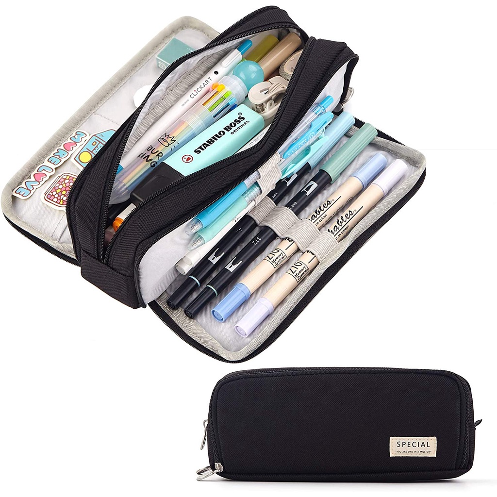 Kawaii Pencil Box Large Capacity Pencil Case 3 Compartment Pouch Pen ...