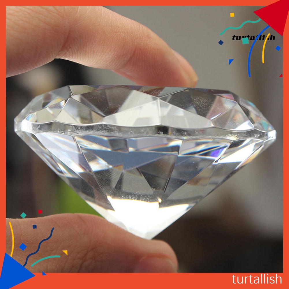 turtallish 40mm Clear Paperweight Faceted Cut Glass Giant Artificial ...
