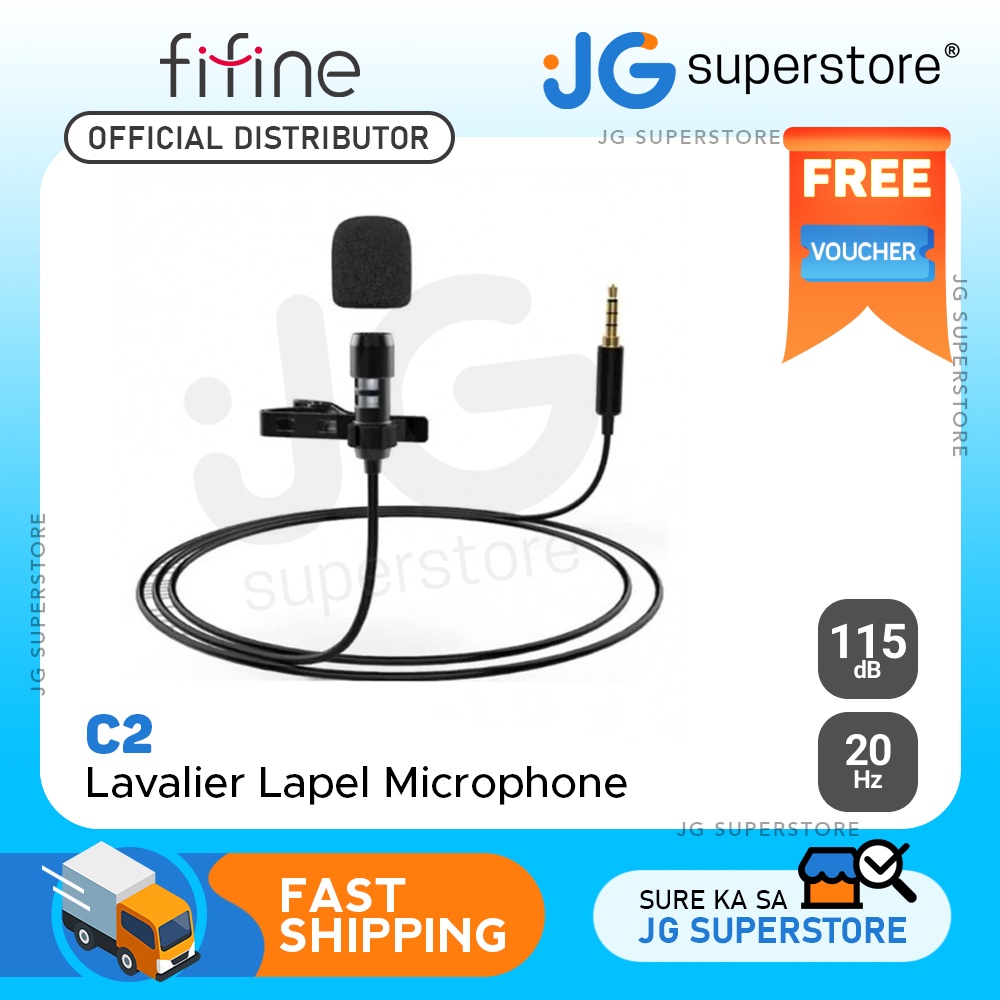 Fifine C2 Cardioid Condenser Clip-on Lavalier Lapel Mic - 3.5mm Audio ...