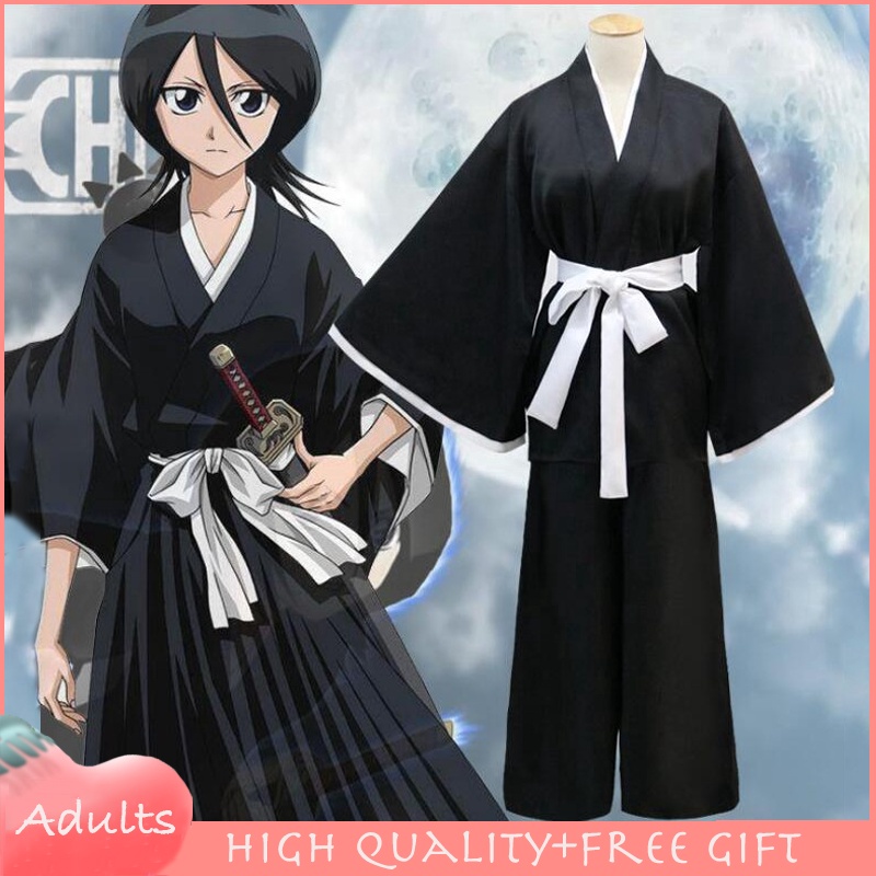 Anime Bleach Kuchiki Rukia Kurosaki Ichigo Cosplay Costume Black Haori ...