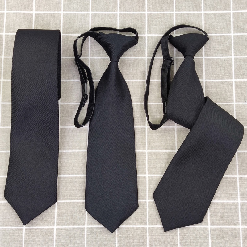 3 Size Twill Solid Black Necktie Handmade Lazy Ties 28*7cm 40*7cm 145 ...