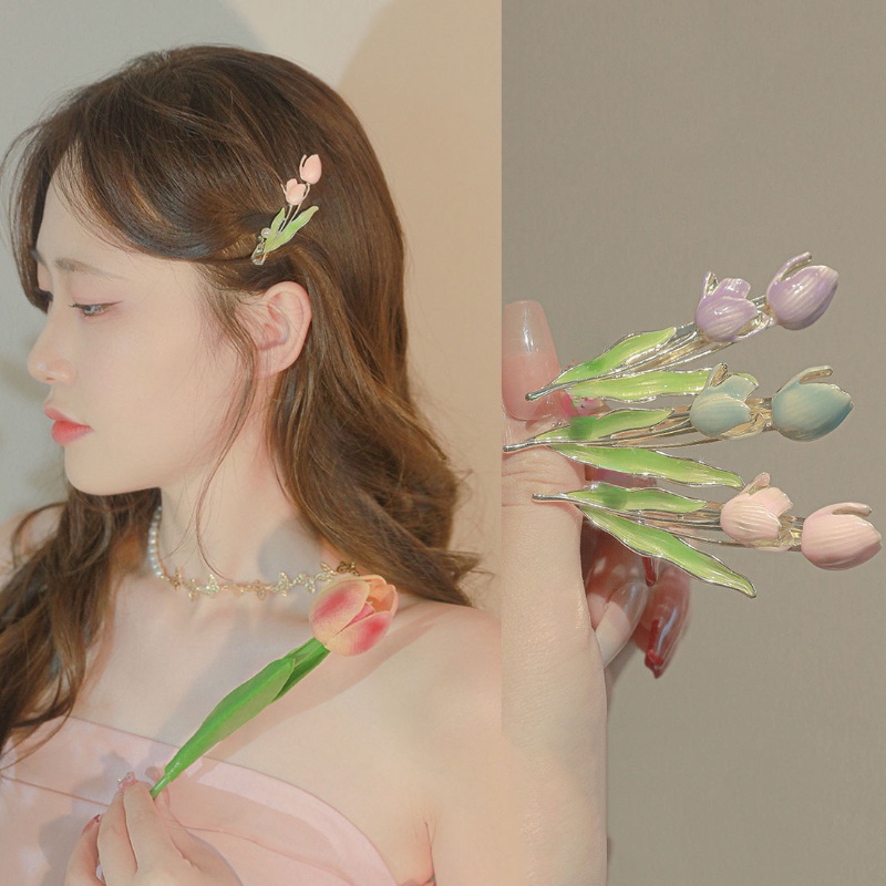 Fashionable Tulip Hair Clip Elegant Bangs Clip Barrette Flower Hairpin ...