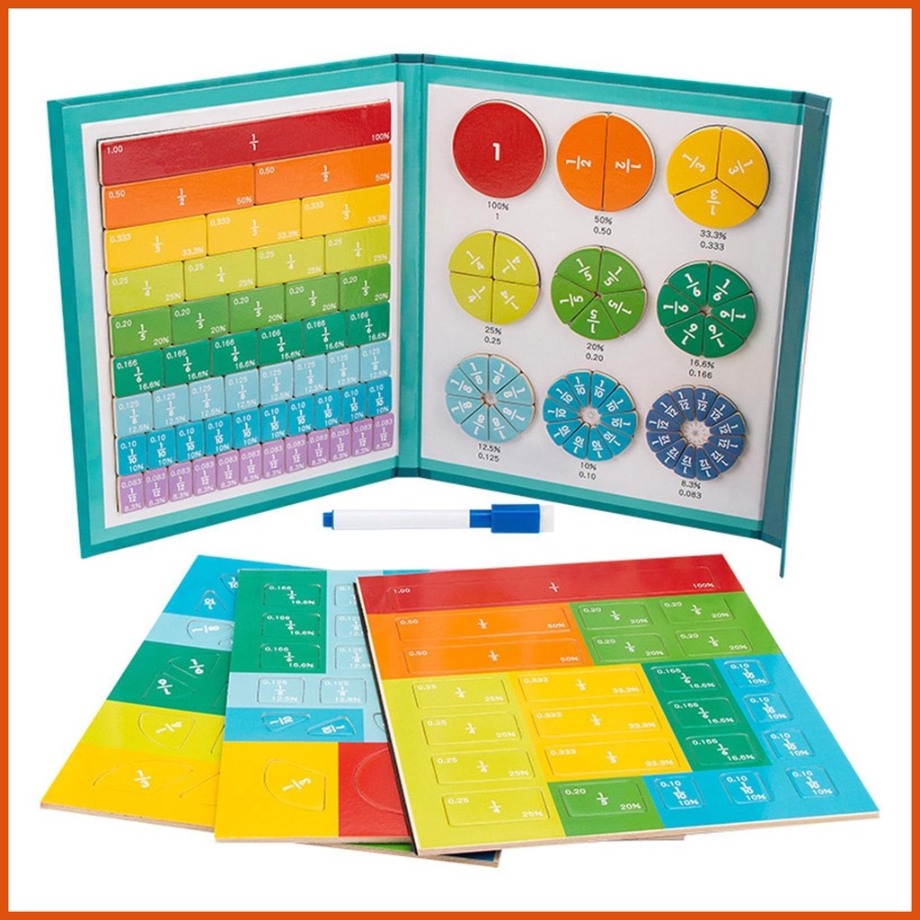 Math Manipulative Magnetic Montessori Paste Sticker Book Fraction ...