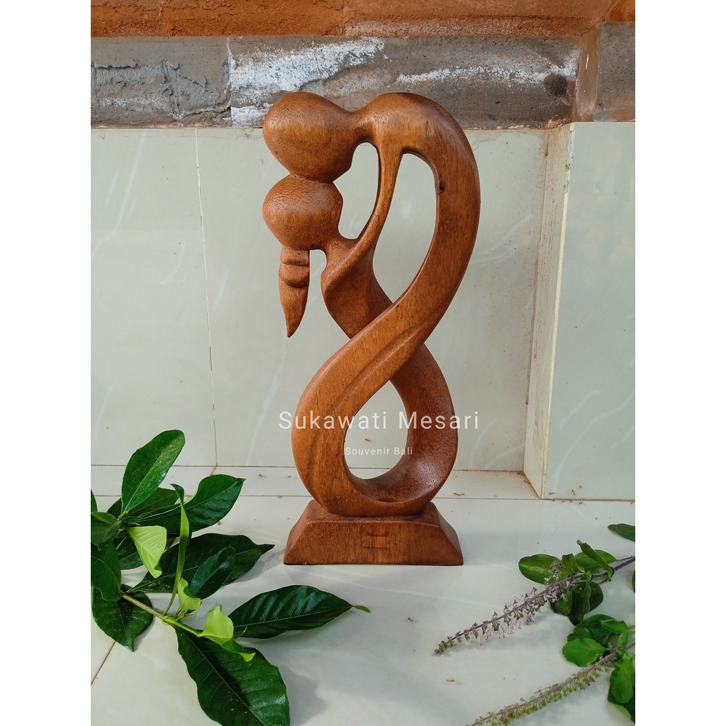 KAYU Abstract Sierra Statue Wood Aesthetic Modern Couple Couple 30cm ...