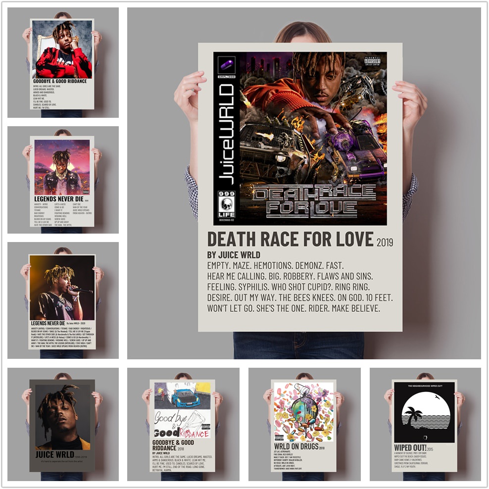 Juice Wrld Poster Hip Hop Canvas Painting Rap Star Wall Art Picture ...