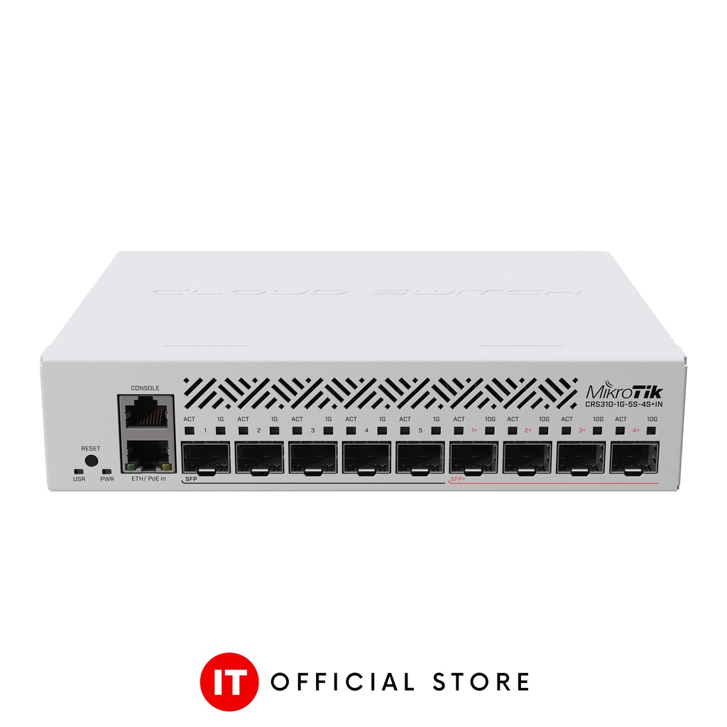 MikroTik CRS310-1G-5S-4S+IN - 10G SFP Office ISP Switch w/ (1) POE in RJ45, (5) SFP, (4) SFP+ ...