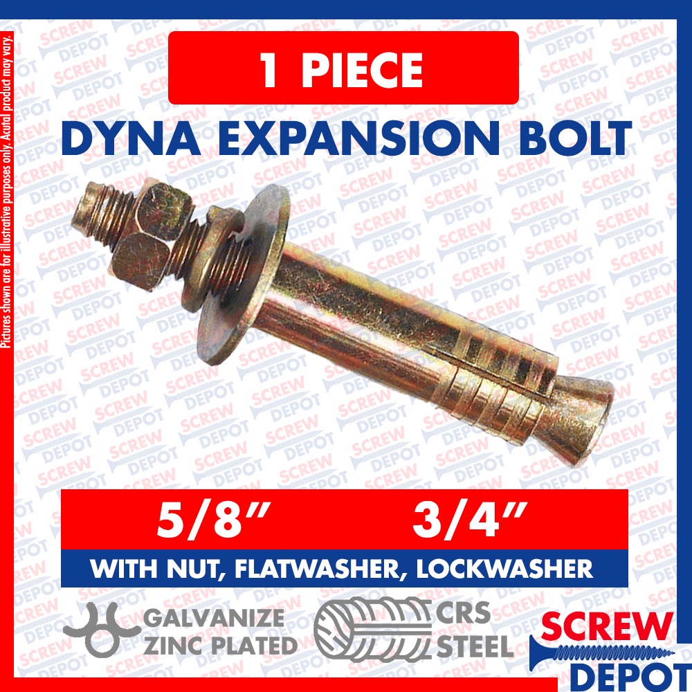 5/8" , 3/4" Screw Depot Dyna Bolt or Expansion Bolt Tetanize | Shopee ...