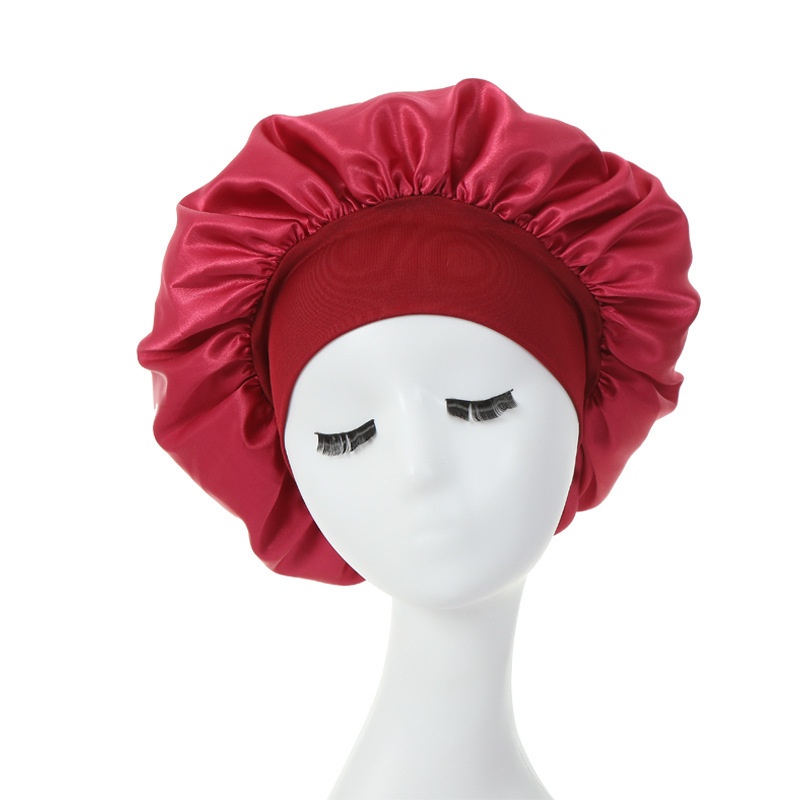 High Elasticity Sleep Cap Long Hair Care Women Sleep Hat Silk Head Wrap ...