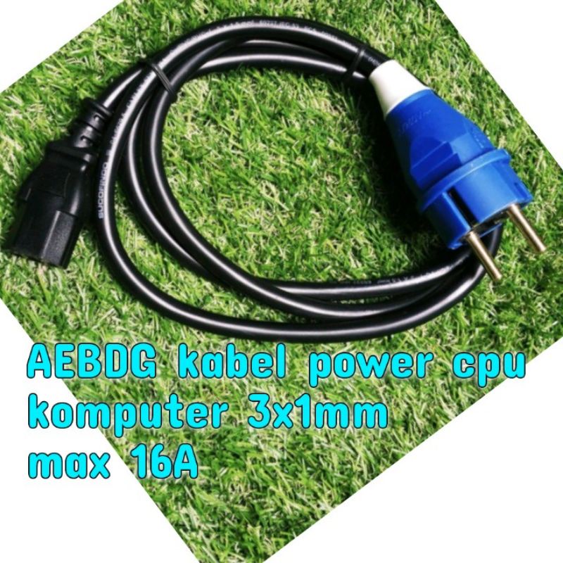 AEBDG COMPUTER POWER AC CABLE CPU PLUG BLUE BUILT UP MODEL 3X1MM 16A ...