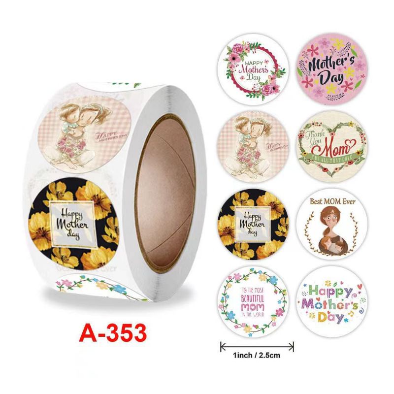 500pcs(1roll) HAPPY MOTHERS DAY STICKER THANK YOU STICKER PACKAGE SEAL ...